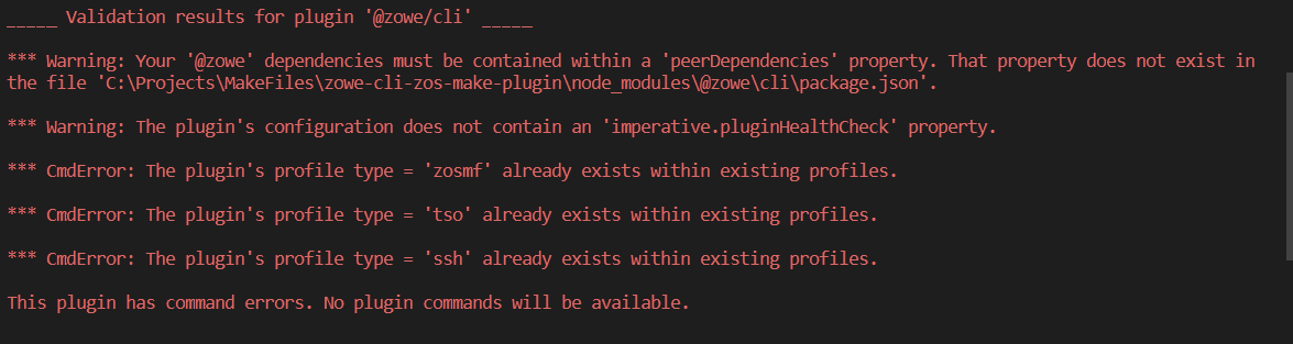 "zowe plugins validate" errors · Issue #858 · zowe/imperative · GitHub