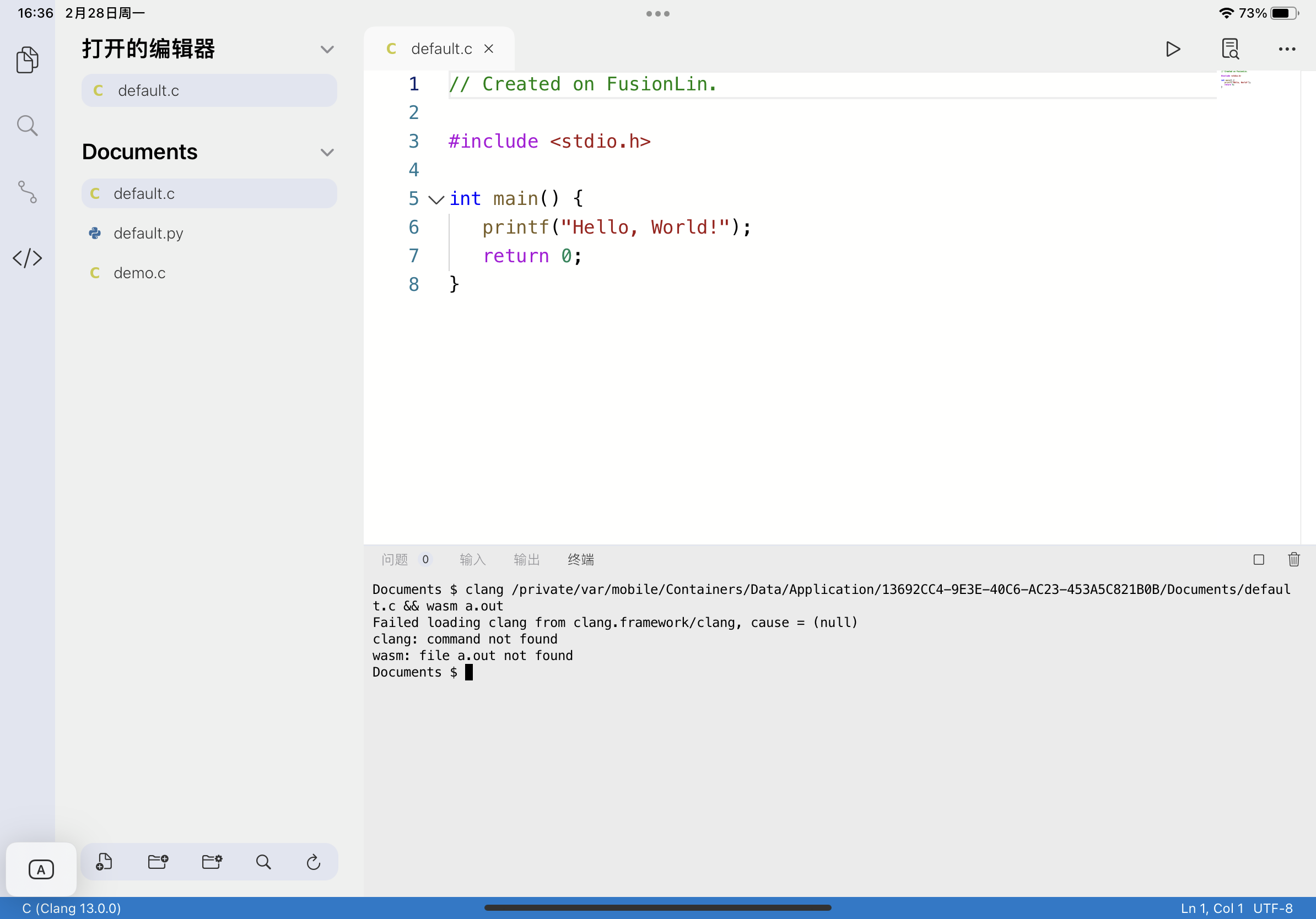 clang does not load on iPadOS 15.4 · Issue #365 · thebaselab/codeapp ...
