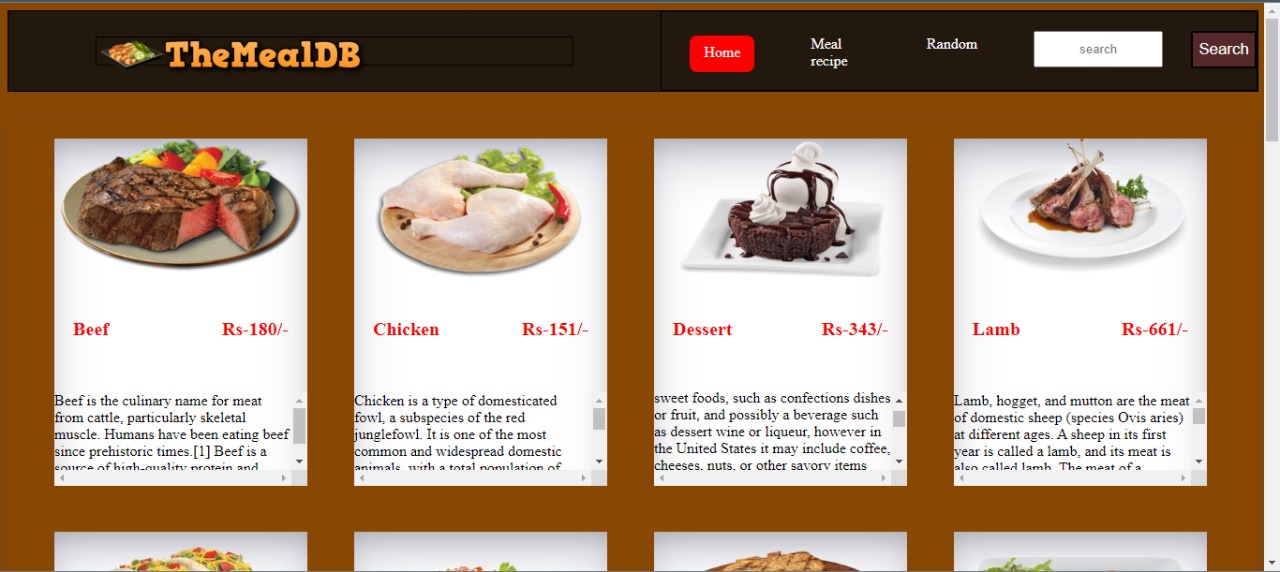 GitHub - rvrgithub/The_MealDB_clone: this is a food API app. in which ...