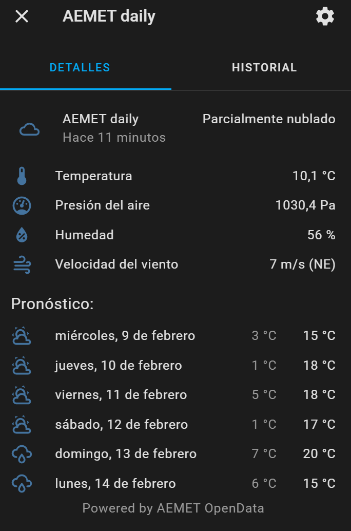 Aemet Opendata Weather Entity Does Not Show Units Correctly They Are Correct In Sensor Values