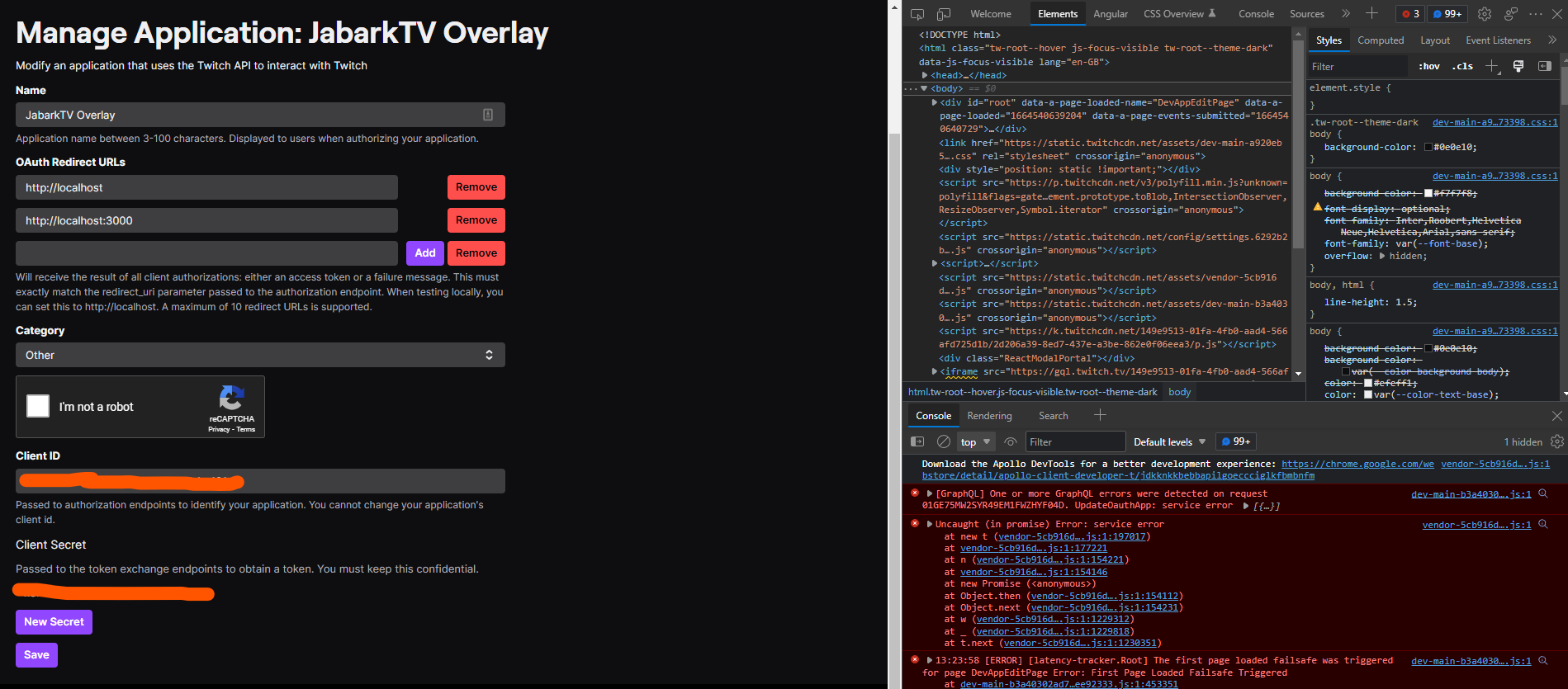 Developer Console - Can't add new application · Issue #634 · twitchdev/issues · GitHub