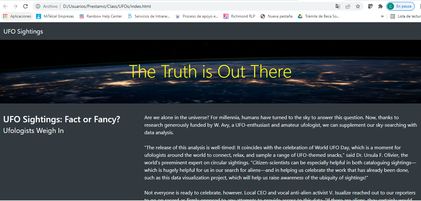 GitHub - cbello03061/UFOs: Module 11