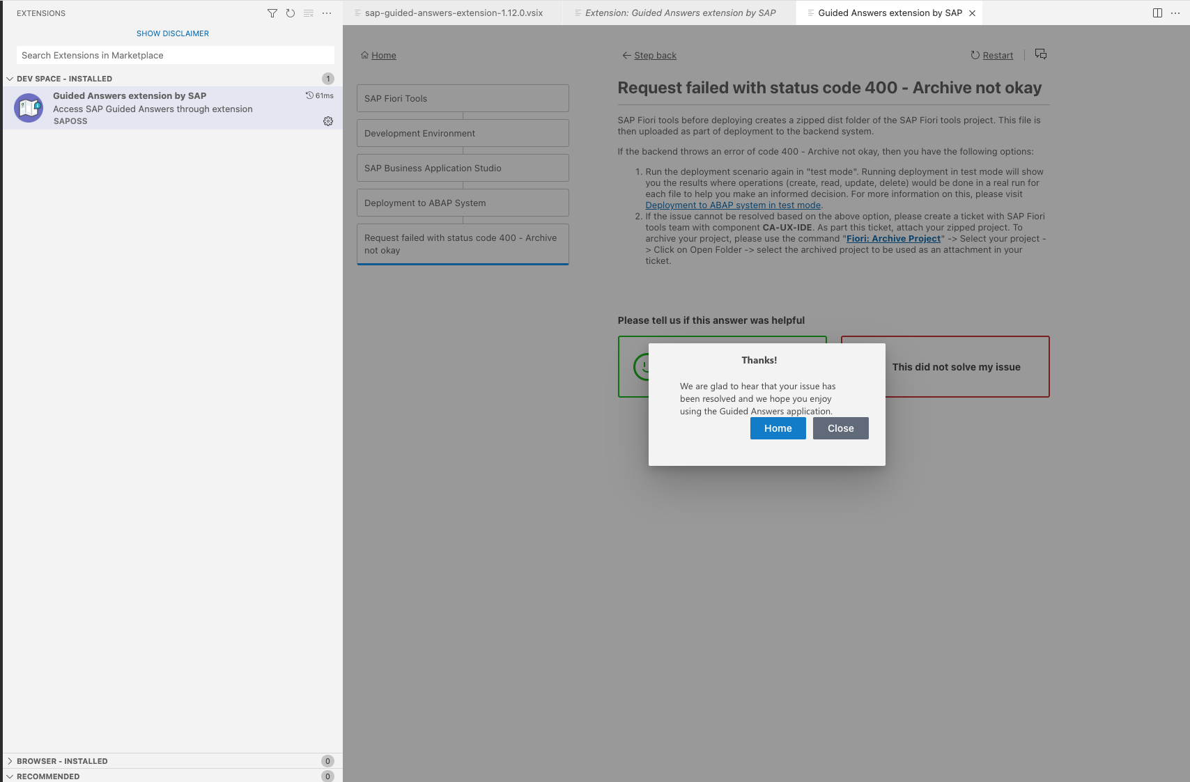 BUG - Button alignment is wrong in resolved issue pop up · Issue #393 · SAP/guided-answers ...