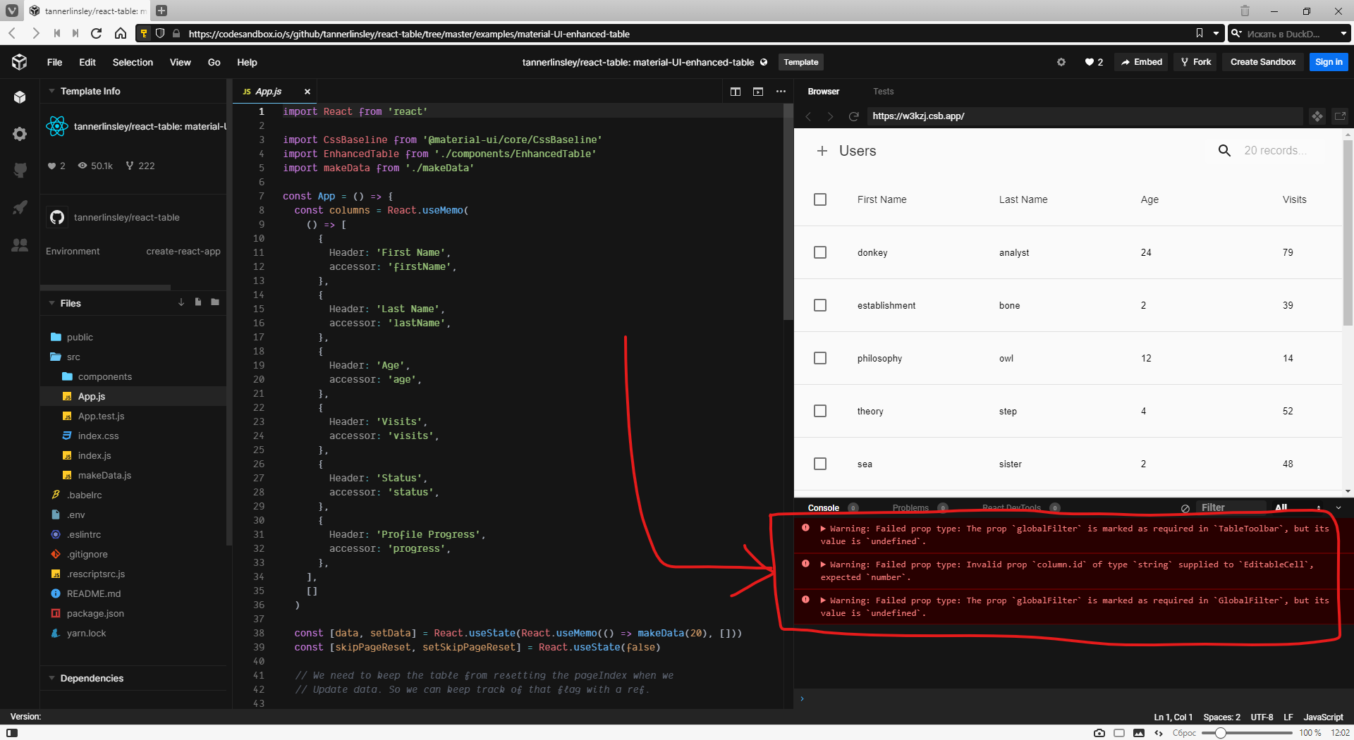 Material Ui Enhanced Table Warnings In Console · Issue 2226 · Tanstacktable · Github