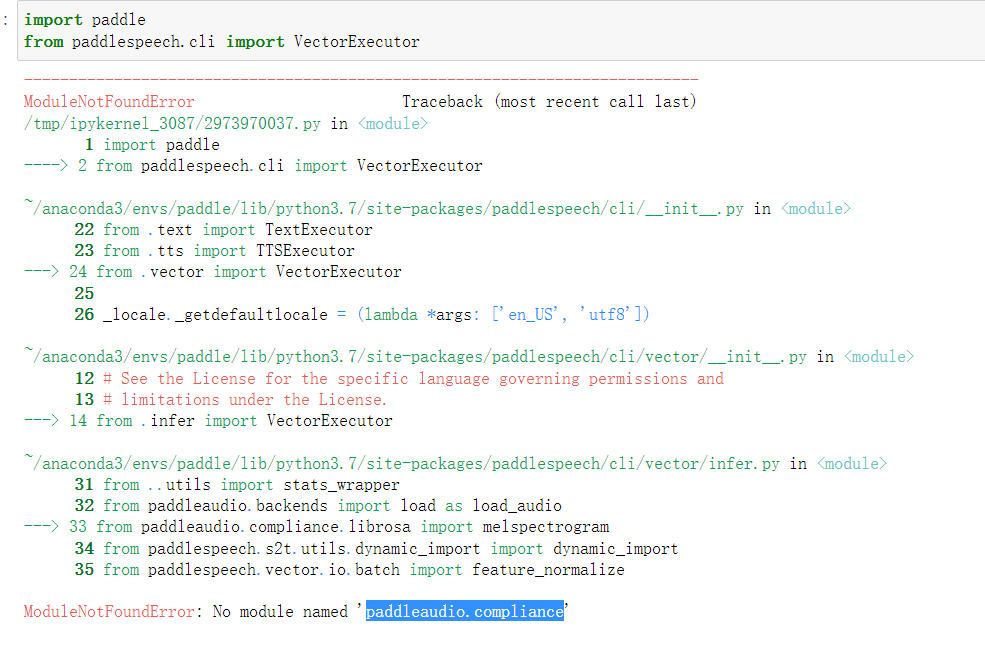 centos7 + cpu : 找不到paddleaudio.compliance · Issue #1629 · PaddlePaddle/PaddleSpeech · GitHub