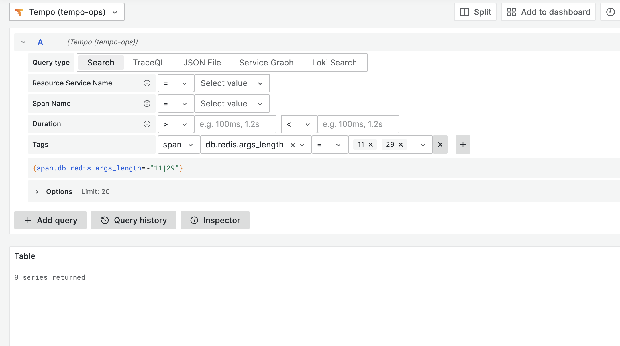 Tempo Search editor doesn't return results when searching for multiple non-string attribute ...