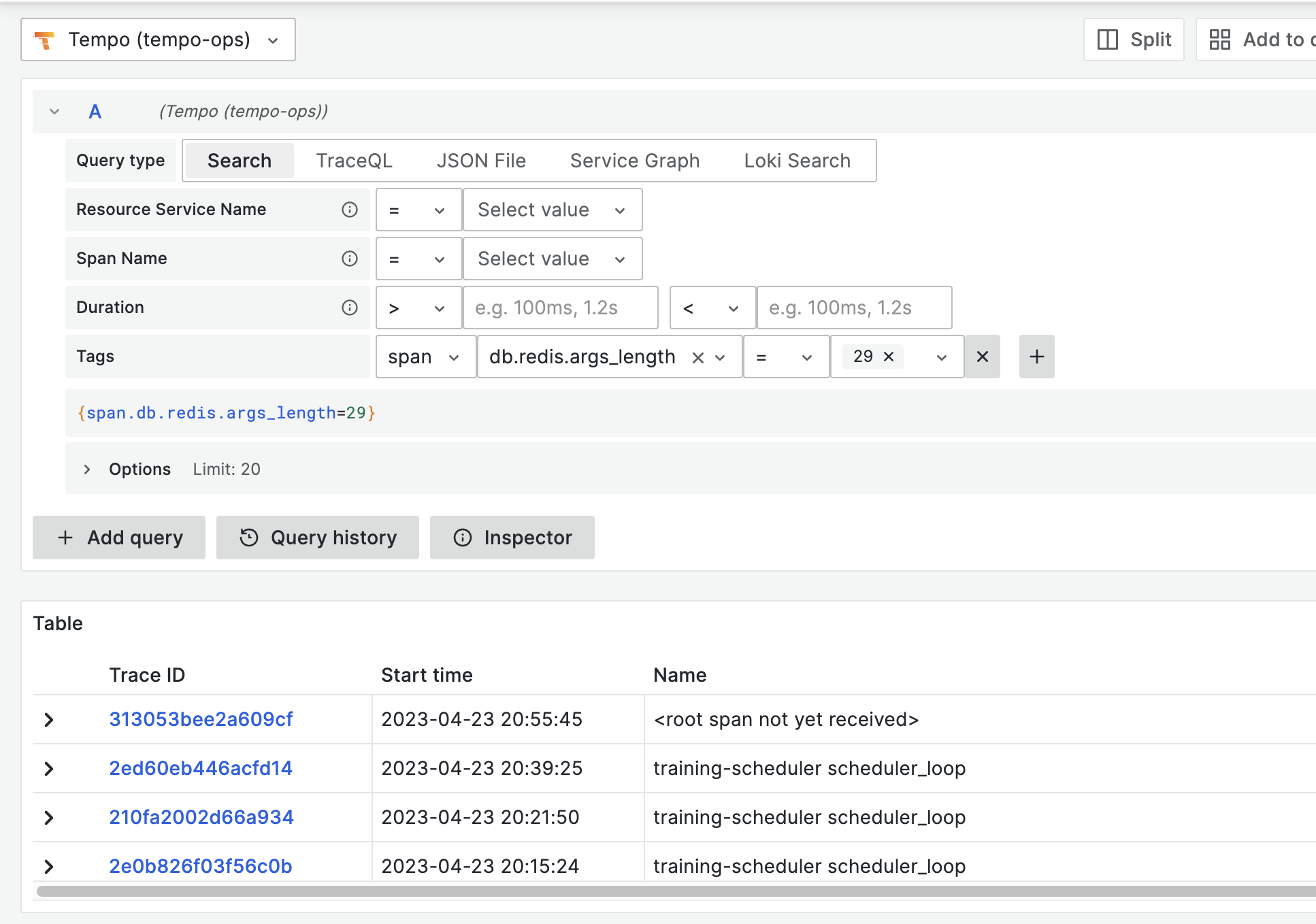 Tempo Search editor doesn't return results when searching for multiple non-string attribute ...