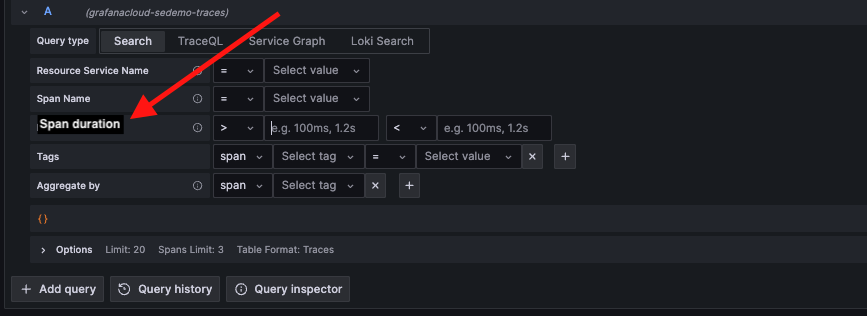 Traceql Rename Duration To Span Duration In The Traceql Builder · Issue 76656 · Grafana