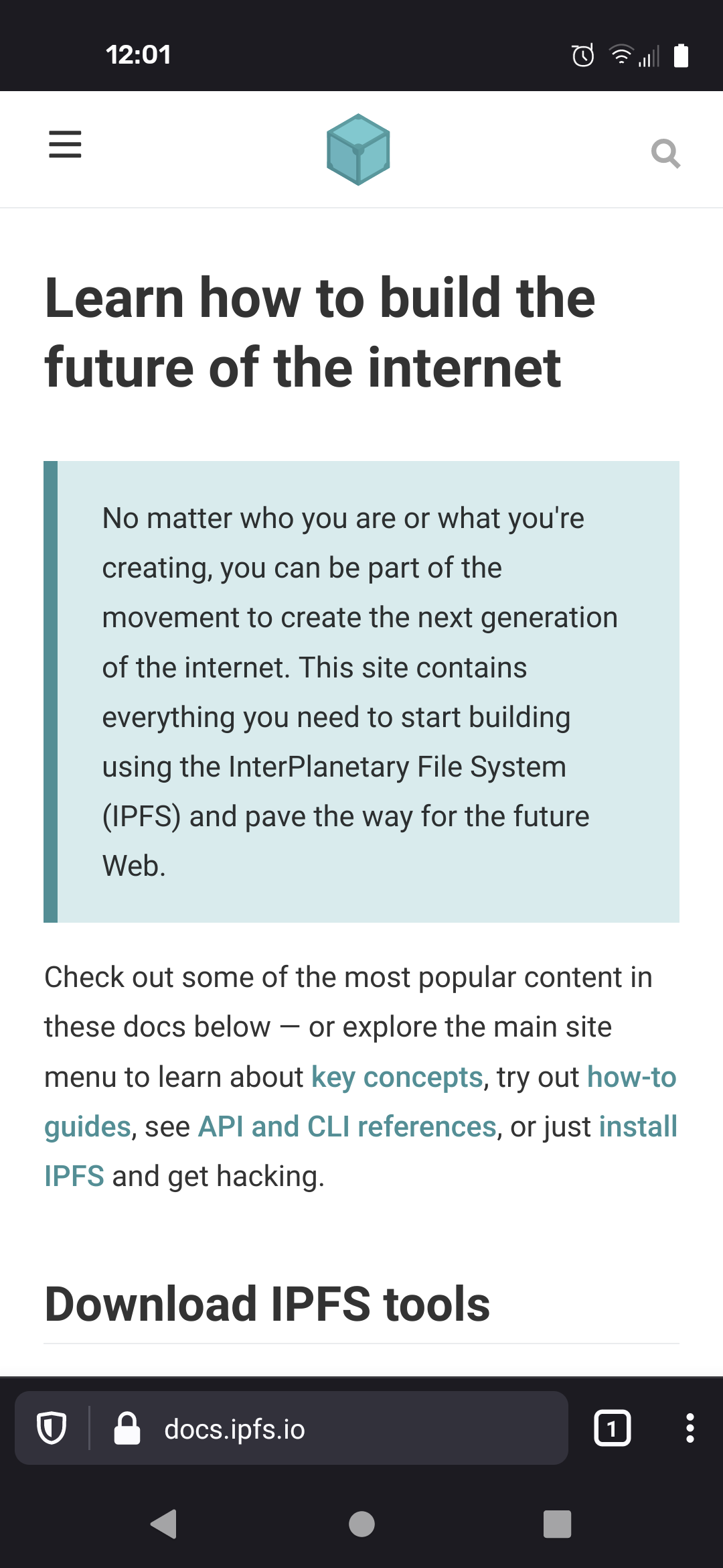 Make the sidebar nav collapse in Firefox Preview on Android. · Issue #304 · ipfs/ipfs-docs · GitHub