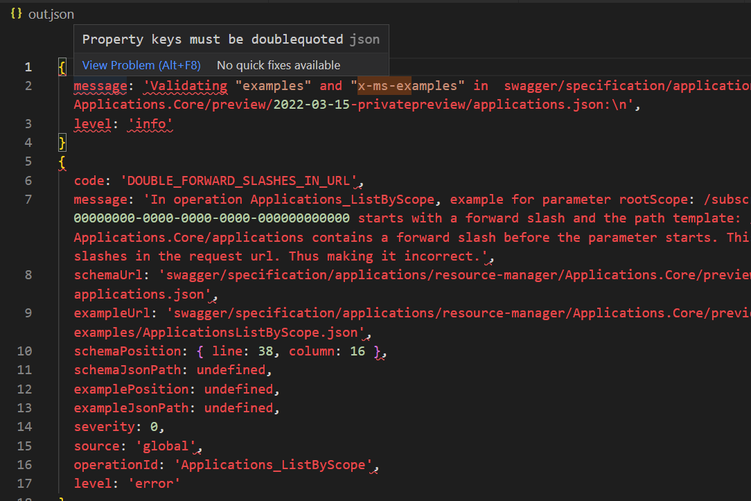 oav tool output of `oav validate-example` is not JSON · Issue #905 · Azure/oav · GitHub