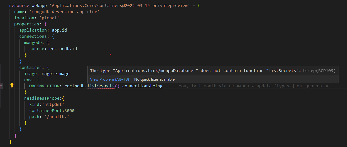 Bicep extensibility types generator for radius publishes invalid function types (not recognized ...