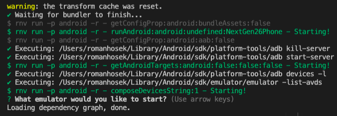 Bundler message covers start Android emulator options · Issue #392 · flexn-io/renative · GitHub