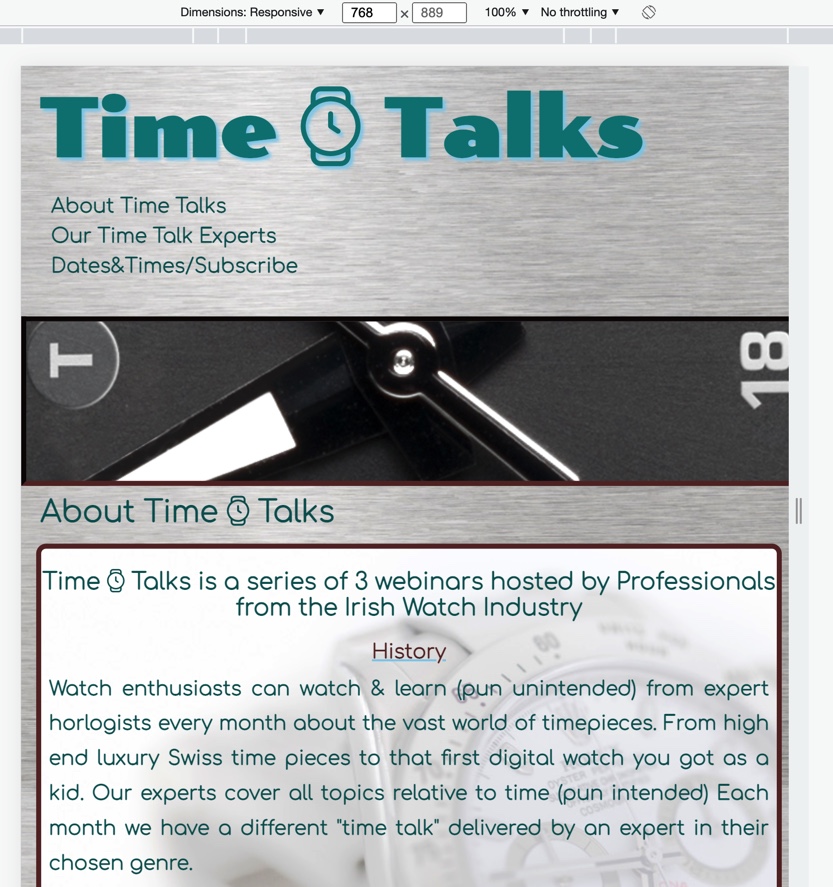 Github Boshea5 Time Talks Code Institute Project 1 Html Css