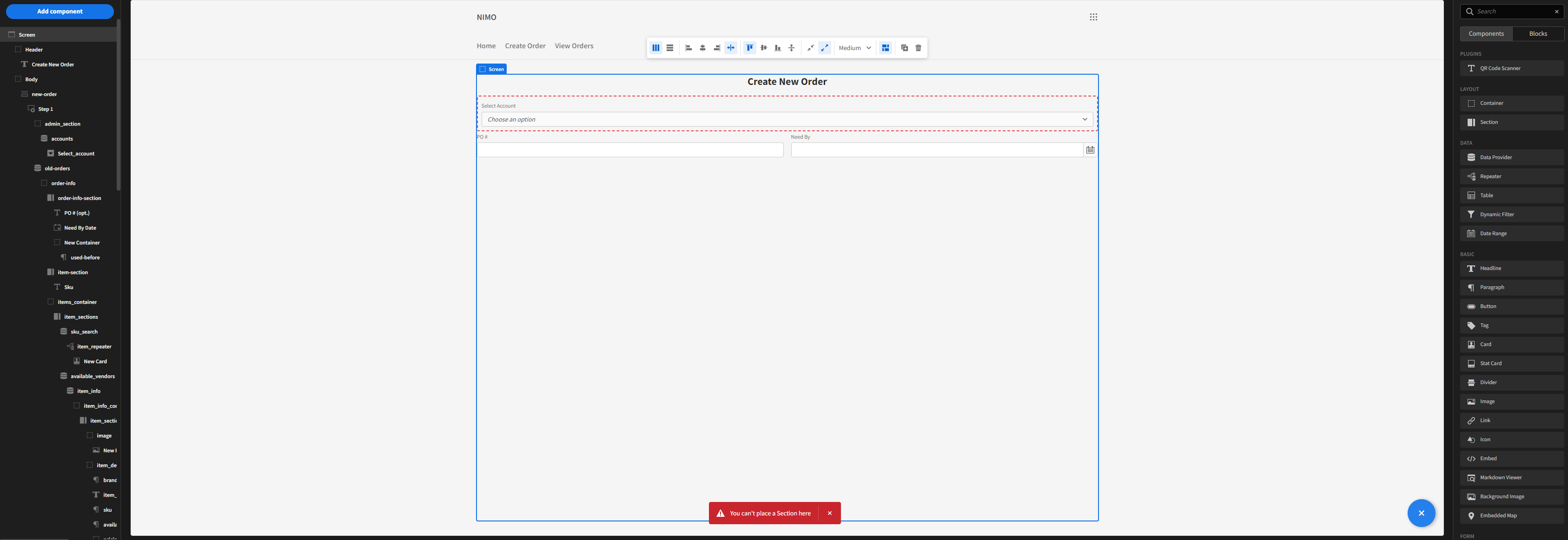 Cannot add any components to a screen · Issue #8478 · Budibase/budibase ...