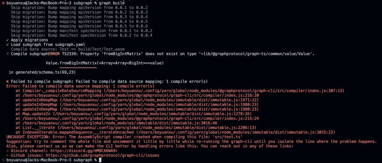 Multi-dimensional Arrays in v0.34 Error · Issue #972 · graphprotocol/graph-tooling · GitHub