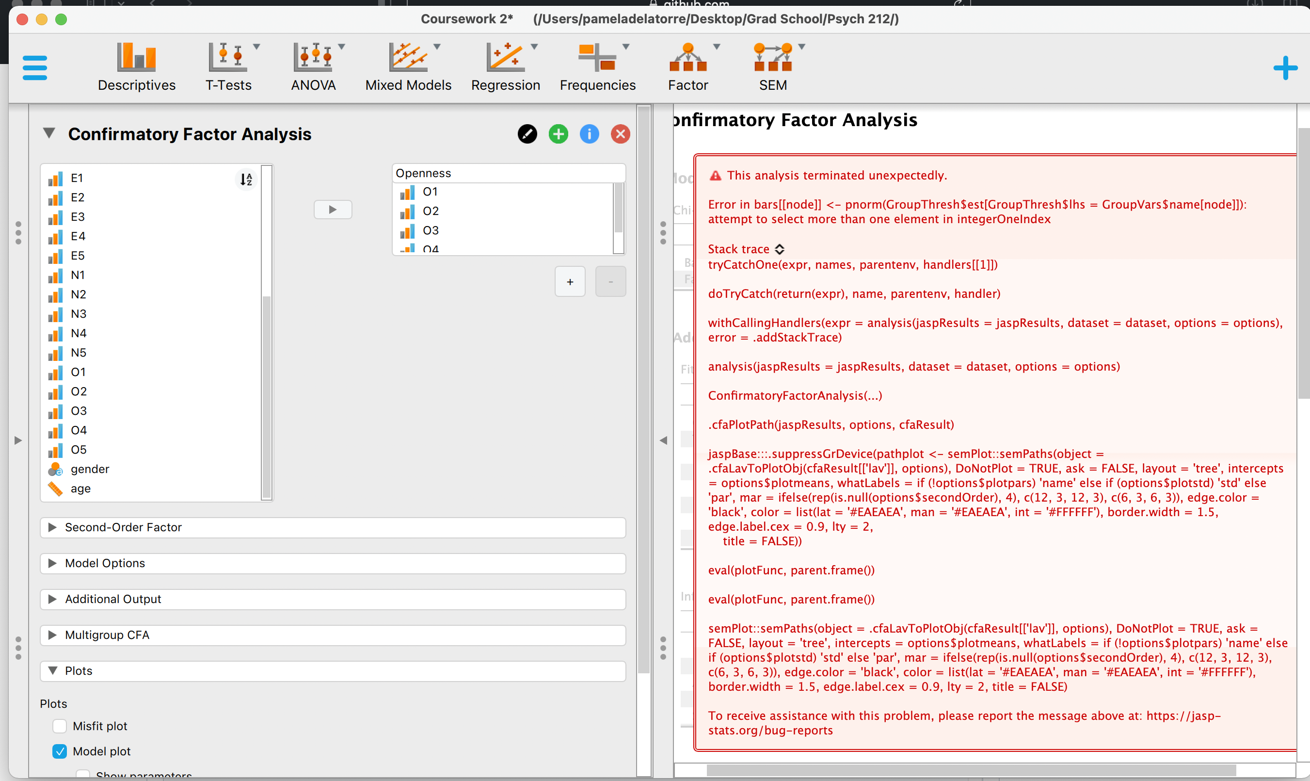 [Bug]: Can't create model plot for Confirmatory Factor Analysis · Issue #1548 · jasp-stats/jasp ...