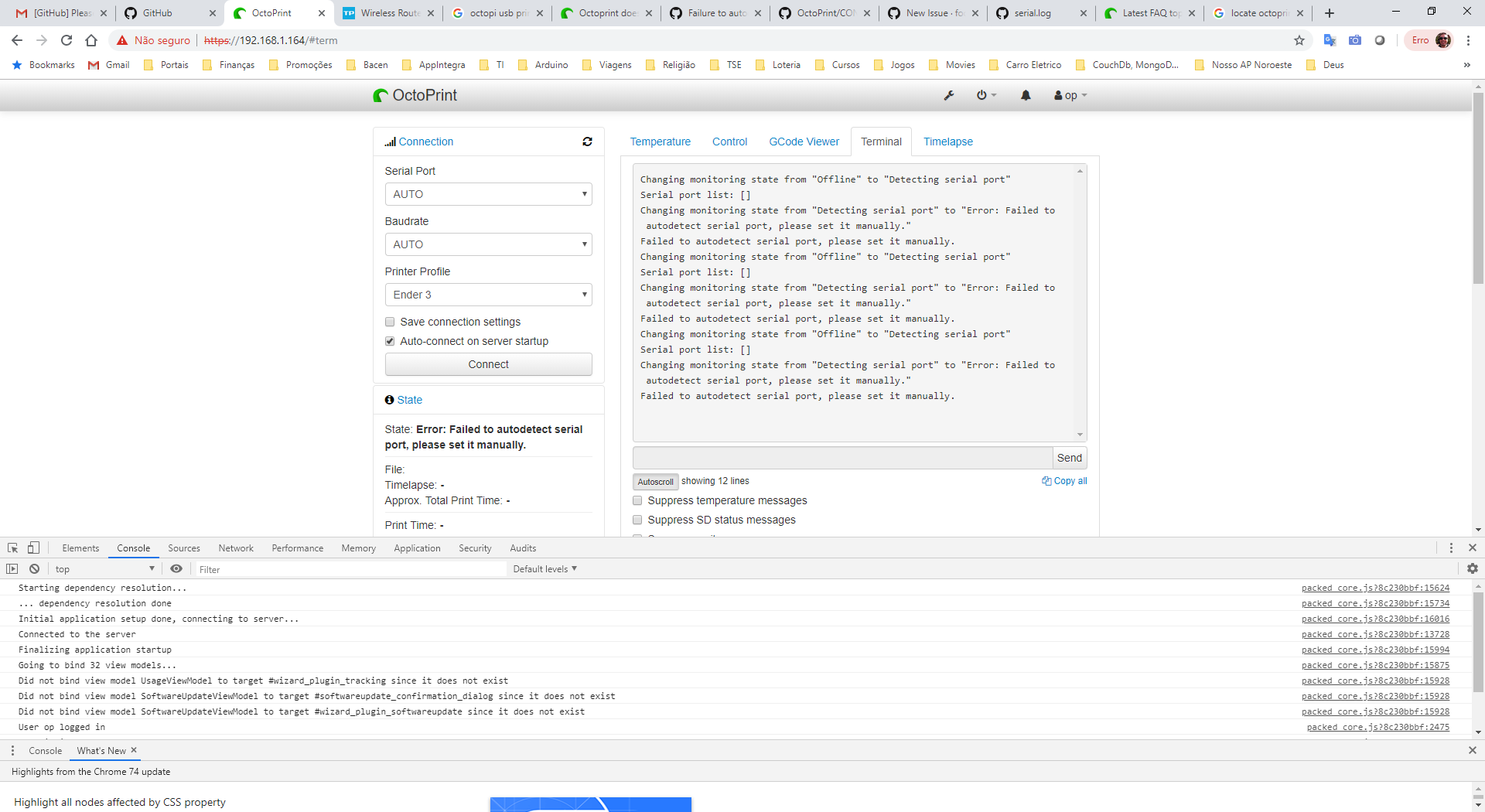 Problem Autodetect Usb Connection Ender 3 · Issue 3173 · Octoprintoctoprint · Github