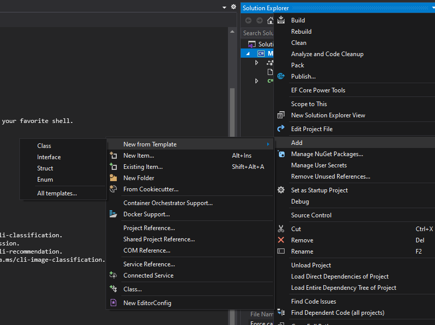 Missing ML.NET Context Menu Item · Issue #1851 · dotnet/machinelearning ...