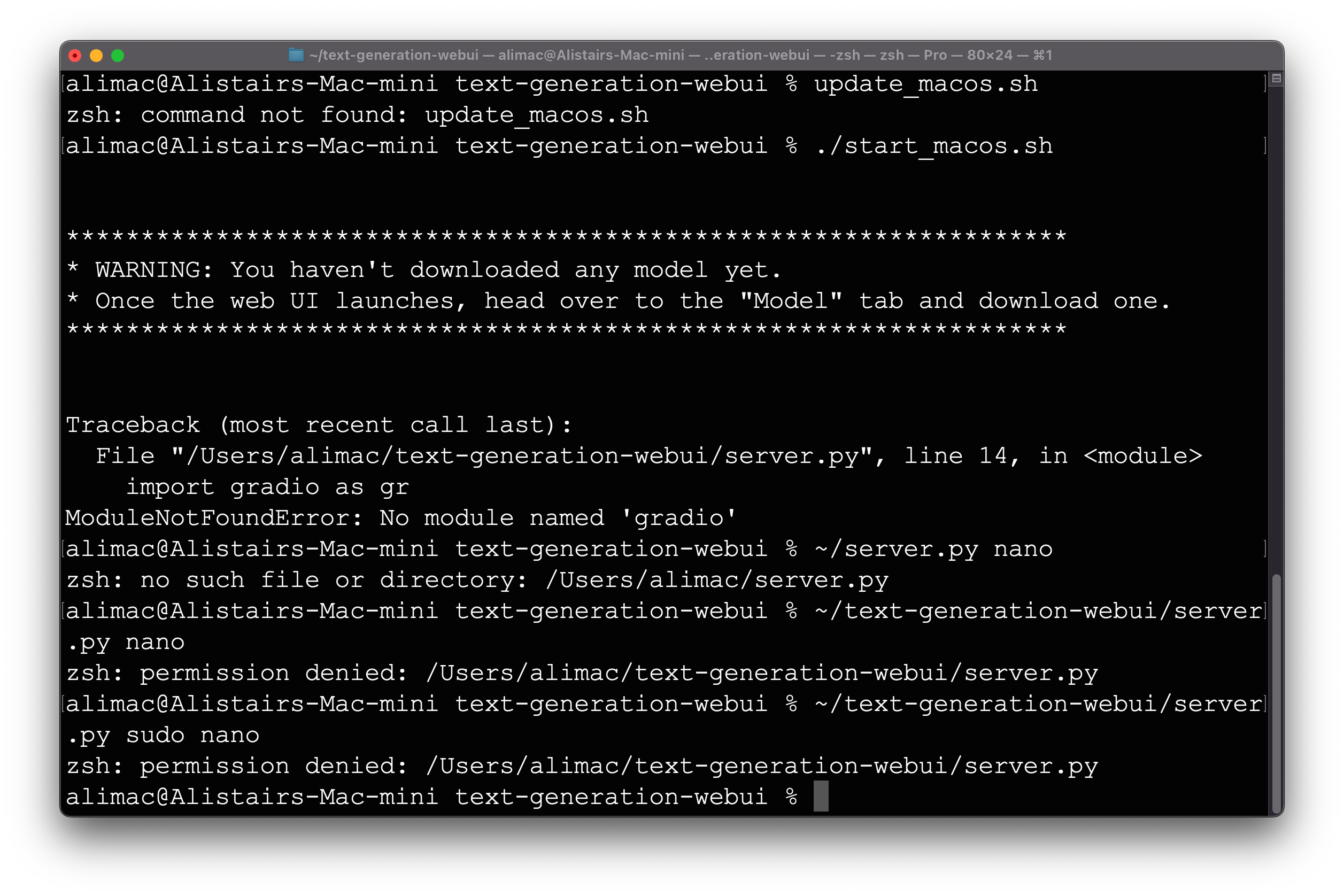 have you tried using `./start_macos.sh` instead of `start_macos.sh` · Issue #4537 · oobabooga ...