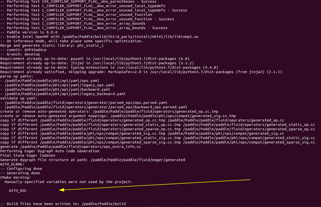 使用 -DWITH_DOC=OFF cmake 源码报不使用 · Issue #49316 · PaddlePaddle/Paddle · GitHub