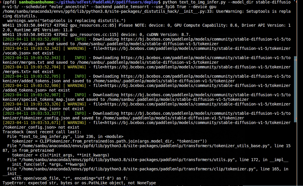 [Bug]: 使用fastdeploy的高性能部署stablediffusion出现分词器错误 · Issue #5616 · PaddlePaddle/PaddleNLP · GitHub