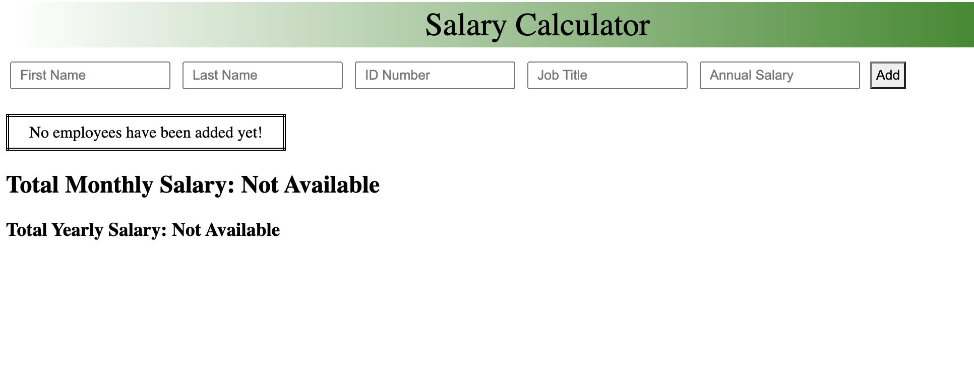 GitHub - LifeofVic/Weekend-jquery-salary-calculator