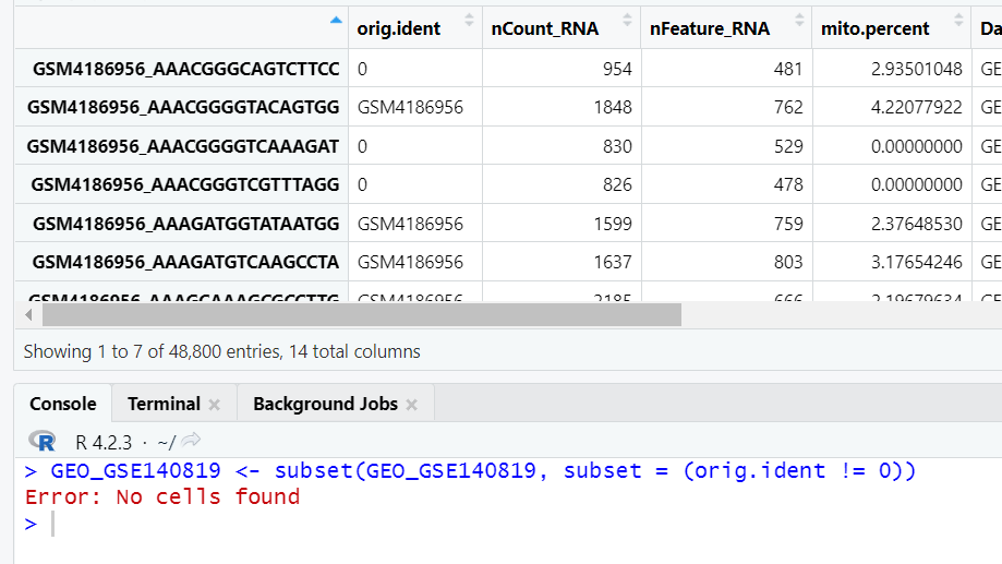 Error - subset function returns "None of the requested variables were found" when they are ...