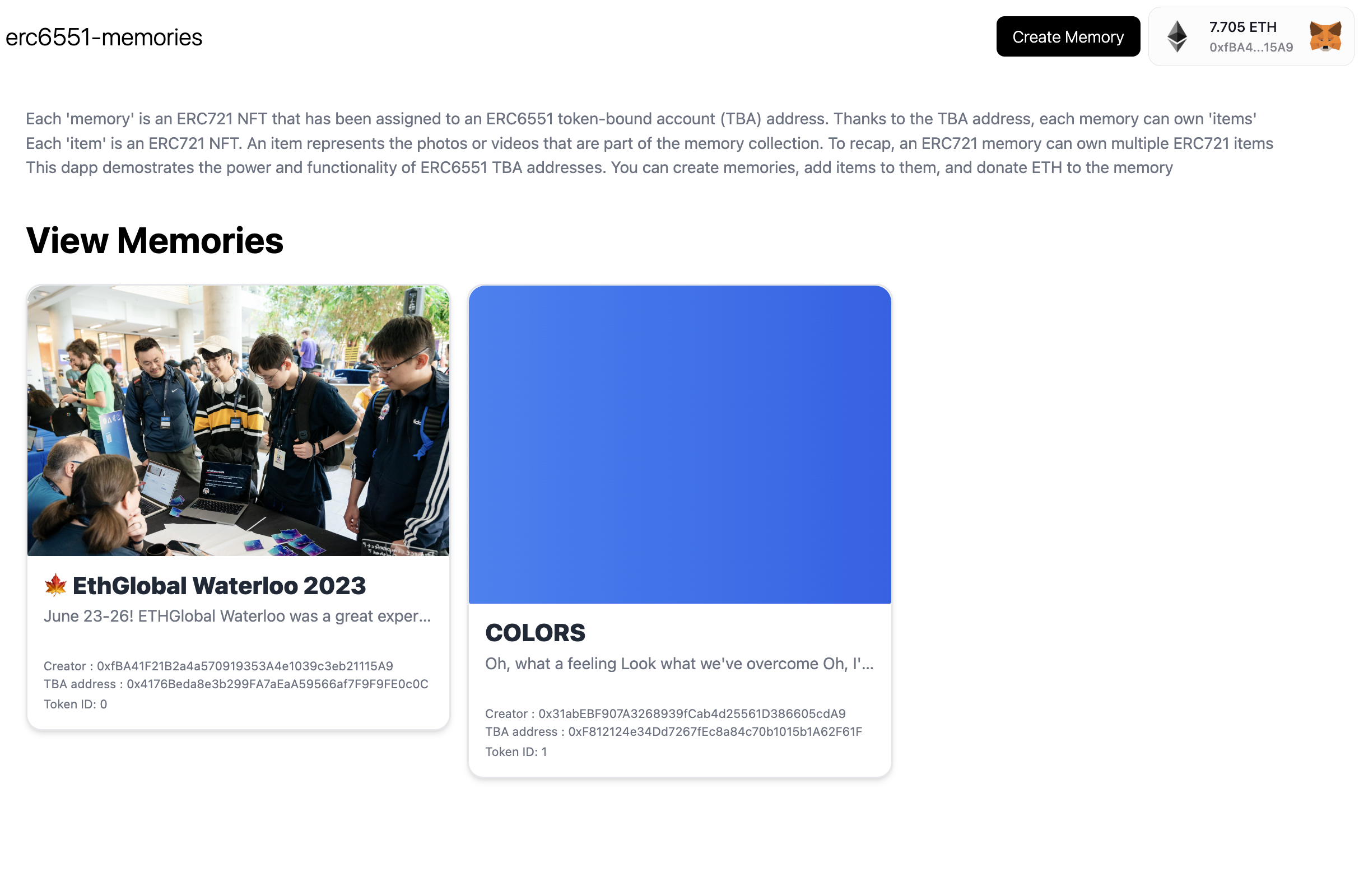GitHub - RexanWONG/erc6551-memories: A decentralised application leveraging ERC6551 token-bound ...