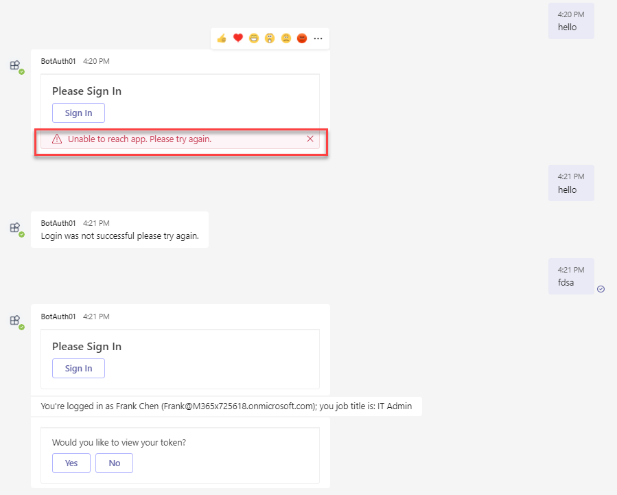 46 Teams Auth Sample Got 401 Unauthorized When Used The Latest Azure Bot Service To Register A