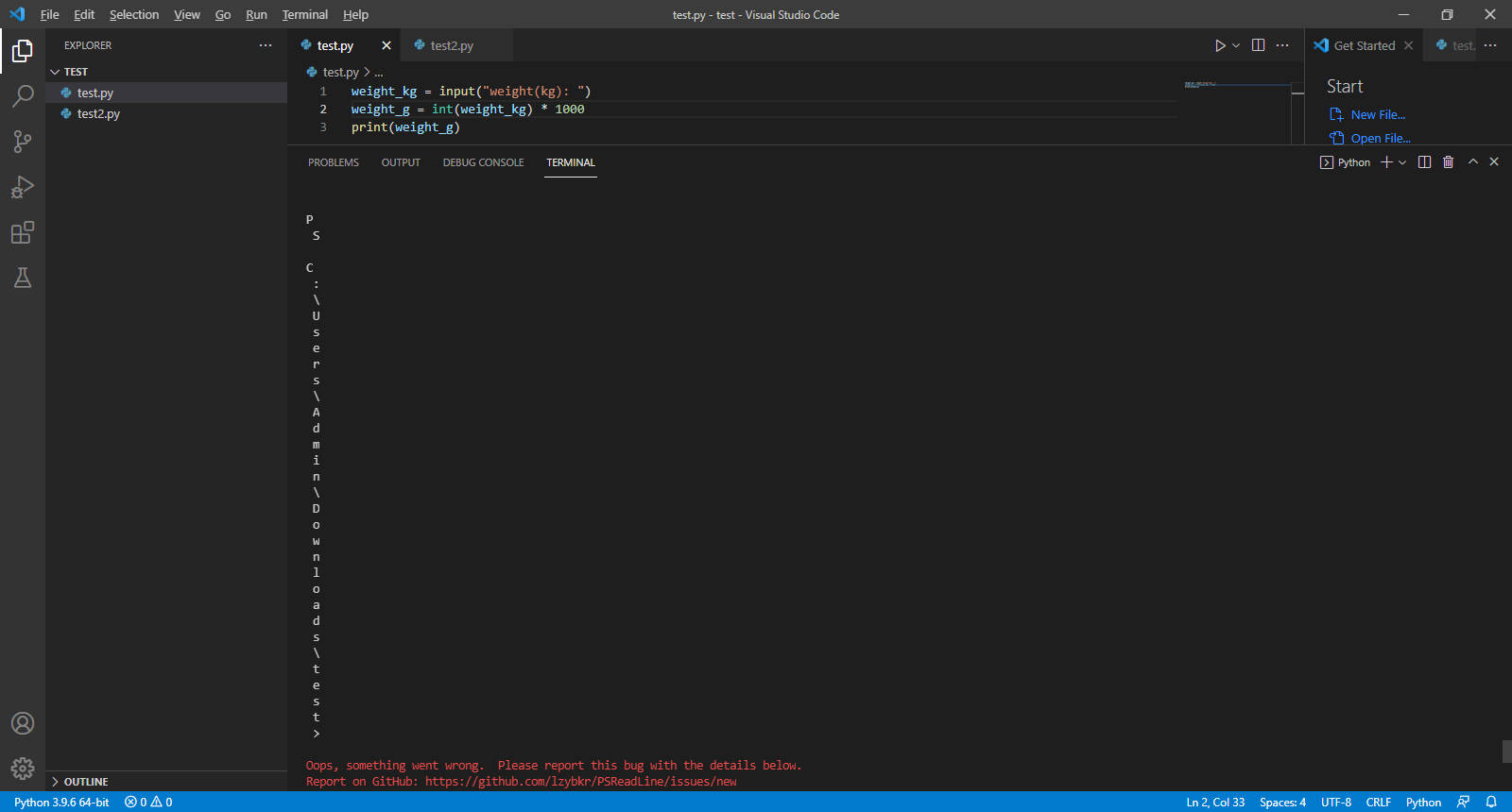 Phyton Terminal stopped functioning · Issue #3106 · PowerShell/PSReadLine · GitHub