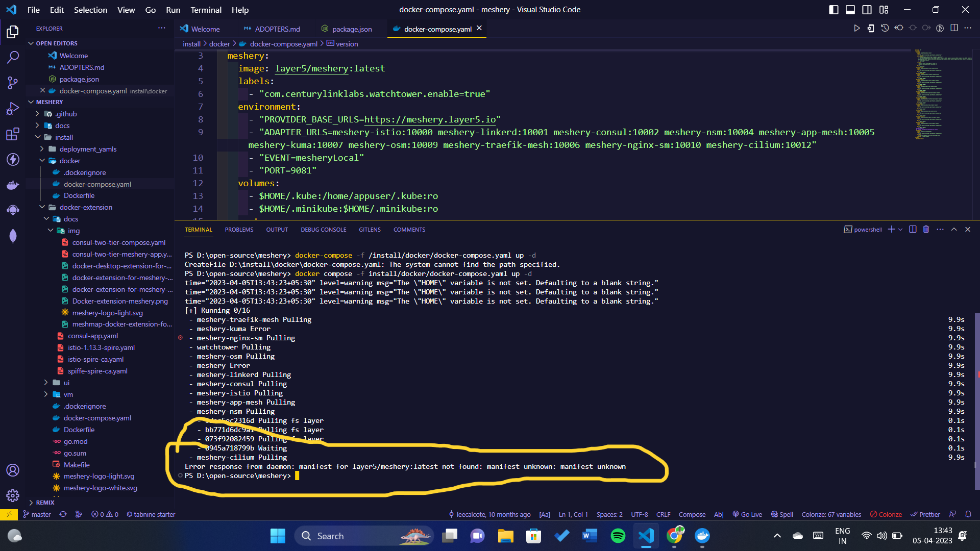 Error from the daemon saying it is unable to find manifest for layer5/meshery · Issue #7480 ...