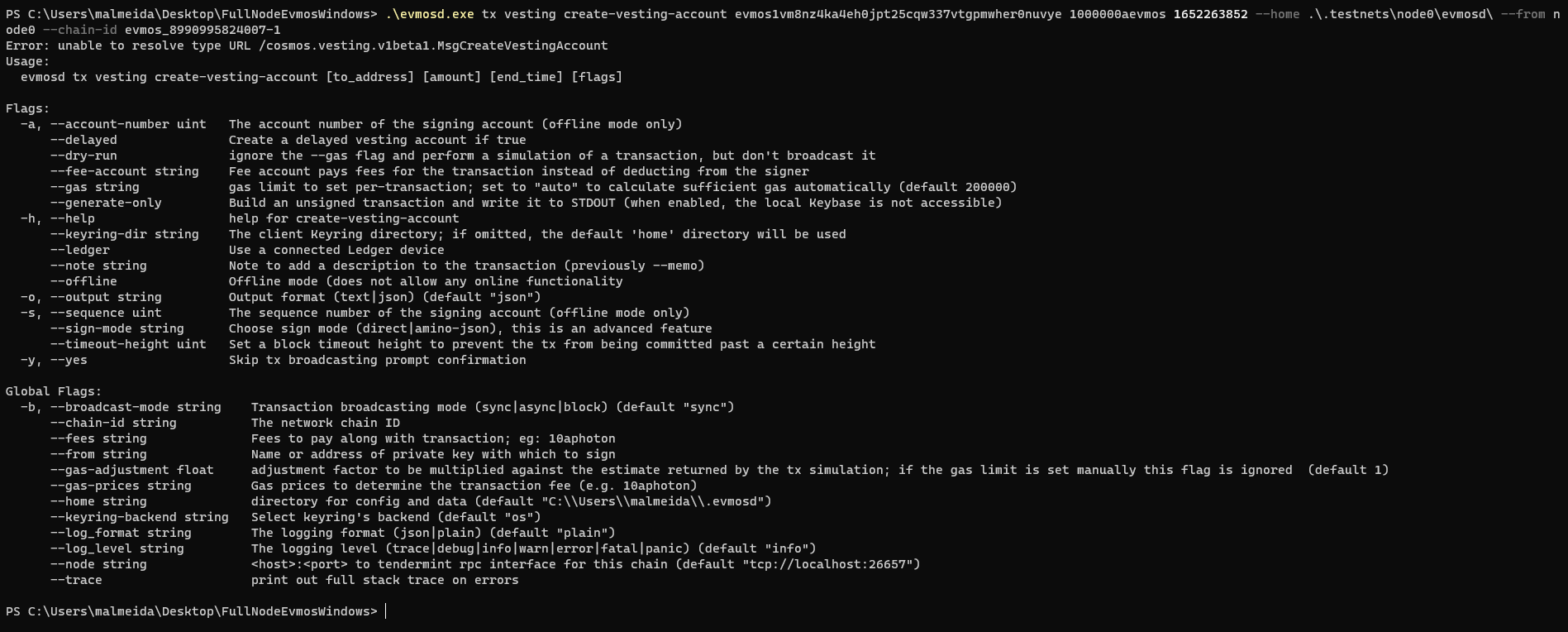 create-vesting-account transaction doesn't work · Issue #601 · evmos/evmos · GitHub