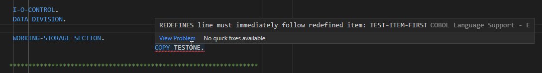Copybook Has Wrong Syntax Errors · Issue 1211 · Eclipse Che4z Che Che4z Lsp For Cobol · Github