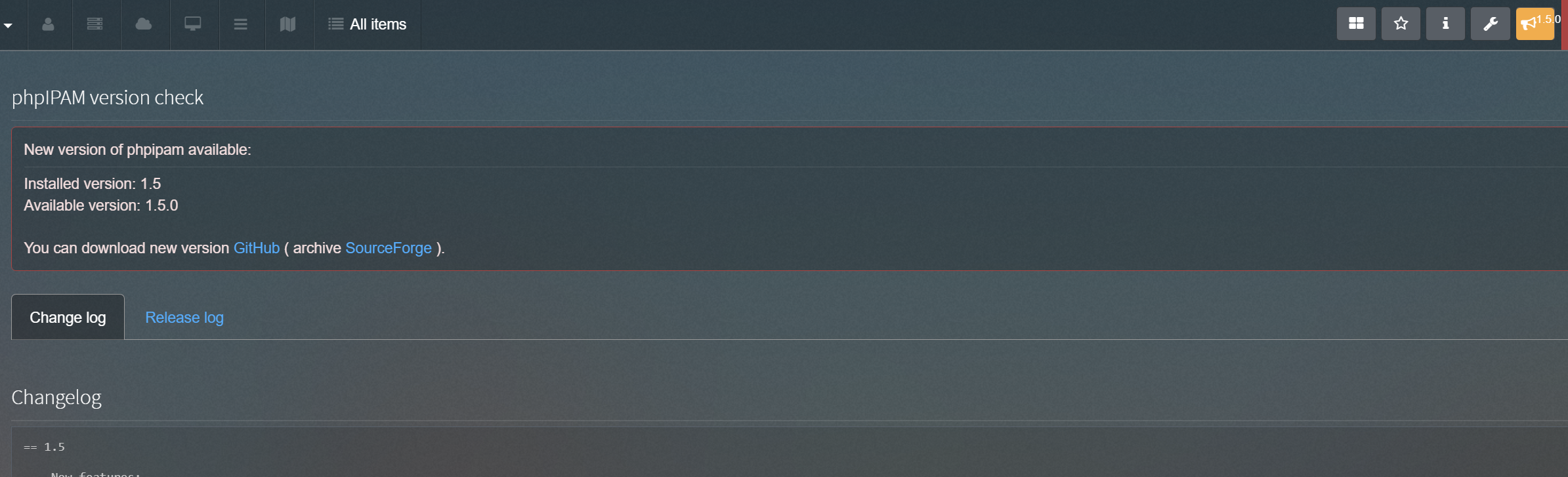 Upgraded to 1.5, version check shows a "newer version" of 1.5.0... What ...