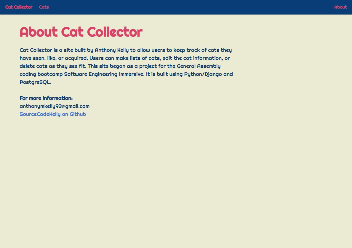 GitHub - SourceCodeKelly/cat-collector-django: A cat collector, made using Python/Django, and ...