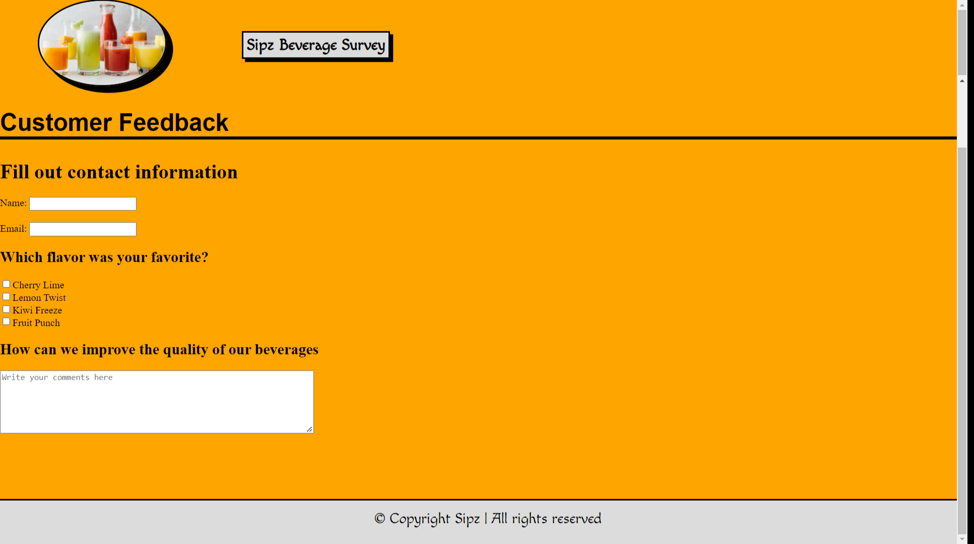 GitHub - jkohncode/Beverage-Survey-Form: Review survey for the ...