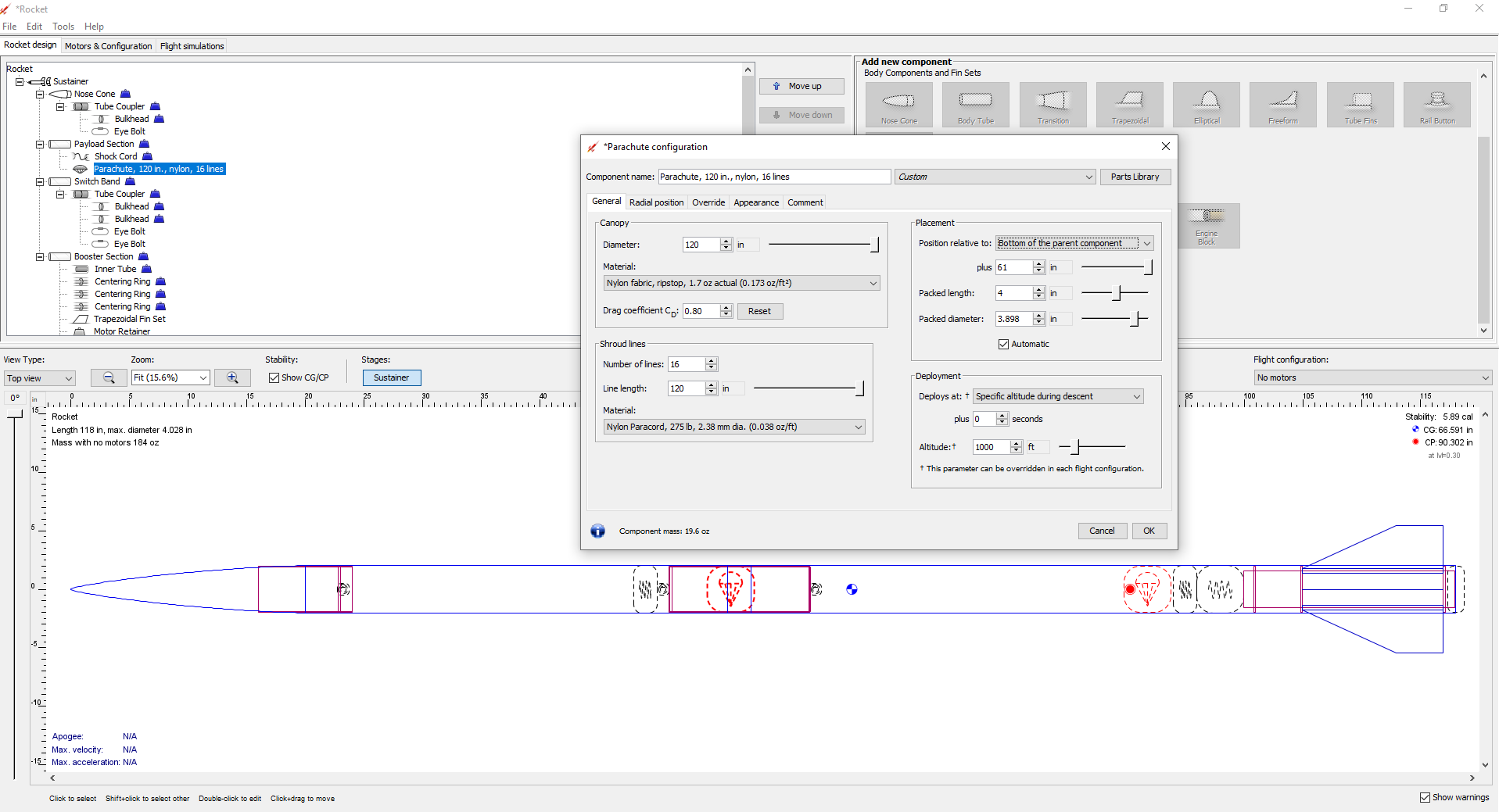 [Bug] Parachute Location error after updating packed length · Issue #2036 · openrocket ...