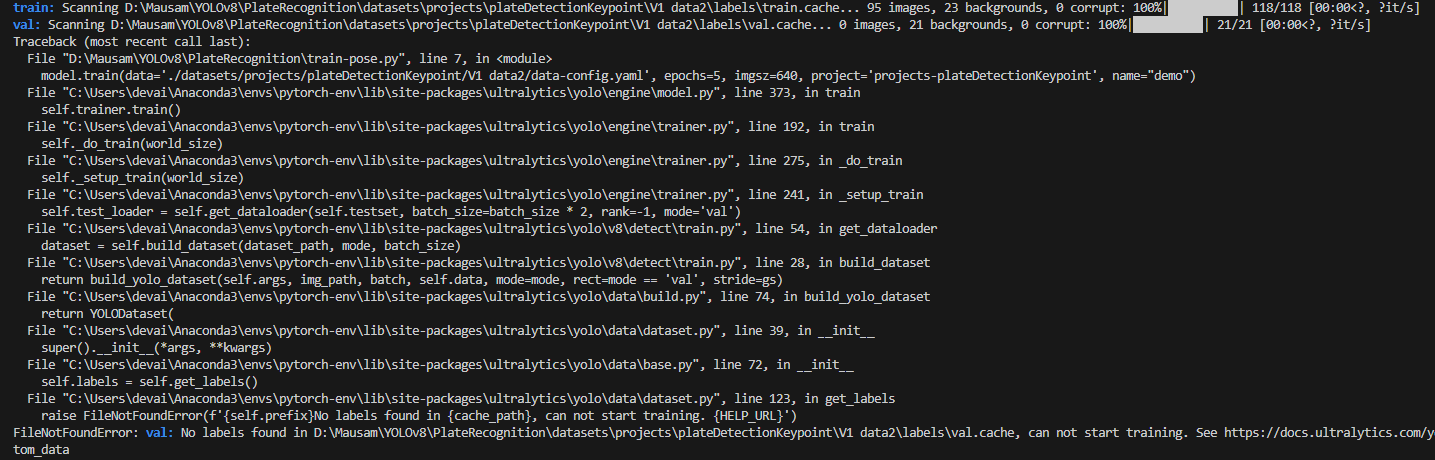 Keep geting "FileNotFoundError: val: No labels found in C:\[...]\lisa ...