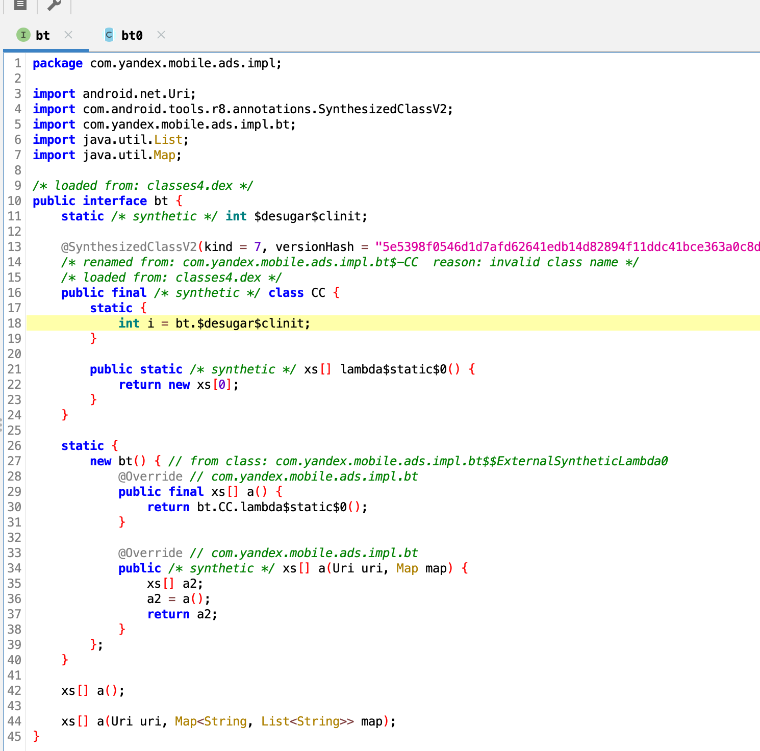 Bug When Decompiling Yandex The Static Variables In The Interface Are Not Public And Final