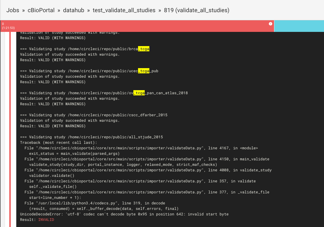 Validator crashed during weekly run to validate all studies · Issue #475 · cBioPortal/datahub ...