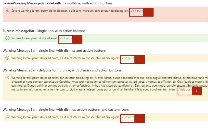 Links in message bar don't meet color contrast requirements (website ...