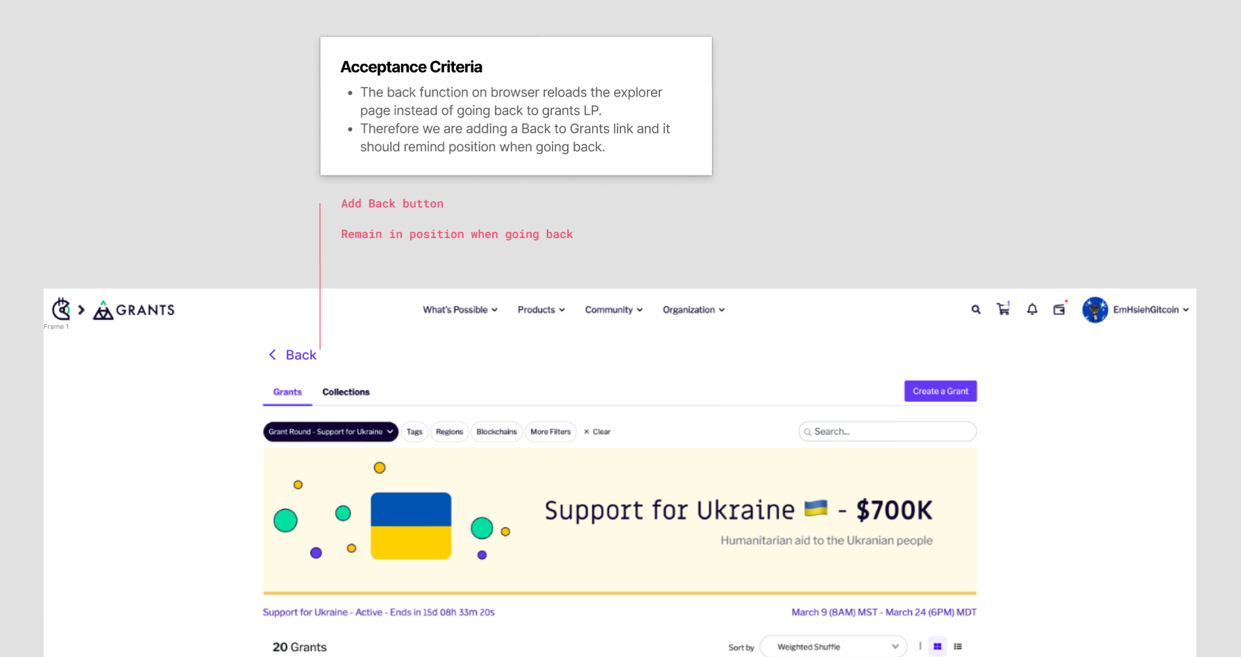 Add back button to Explorer and keep position when going back · Issue #10291 · gitcoinco/web ...