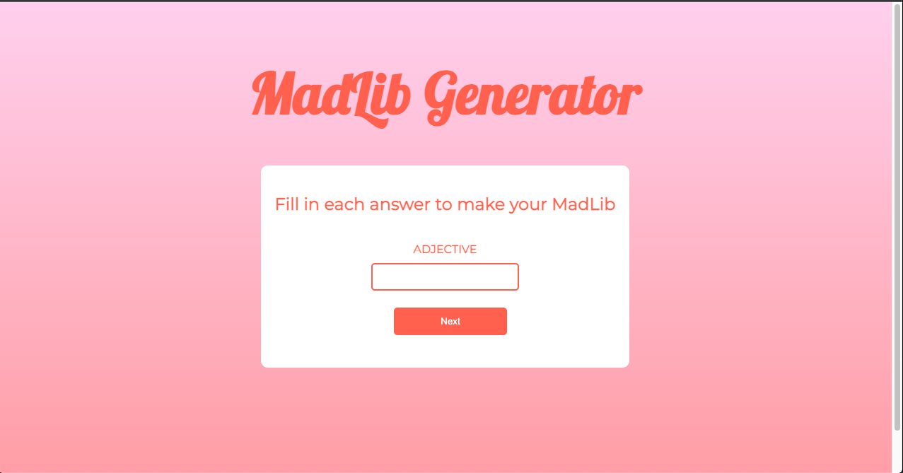 GitHub - chelseabee/madLib-Generator: generates madlib based on user inputs