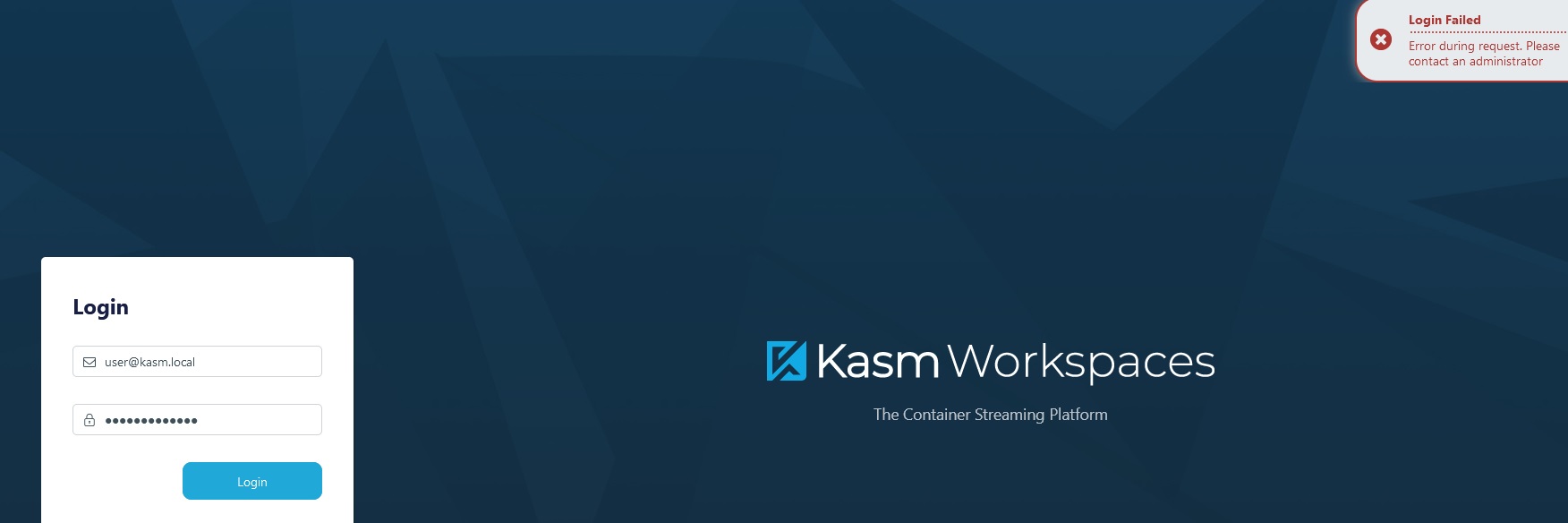 Login failed · Issue #90 · kasmtech/workspaces-issues · GitHub
