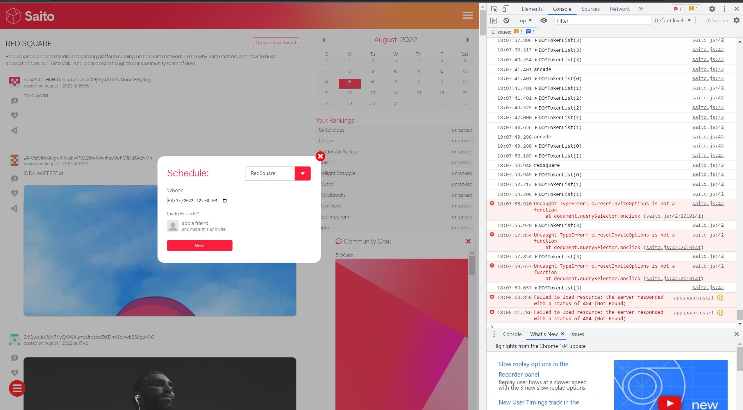 Scheduling of events is not working. throws an error when attempting to schedule · Issue #911 ...