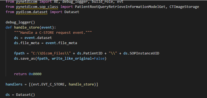 Question regarding getting DICOM file from PACS server · Issue #705 · pydicom/pynetdicom · GitHub