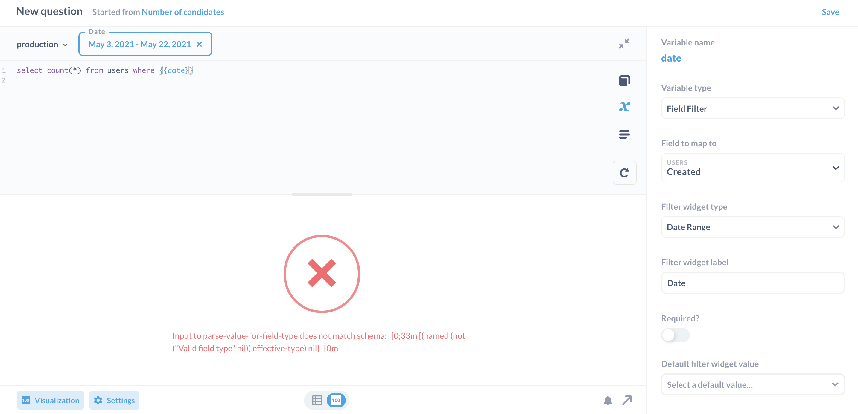 Variable Field Type after upgrade "Input to parse-value-to-field-type does not match schema ...