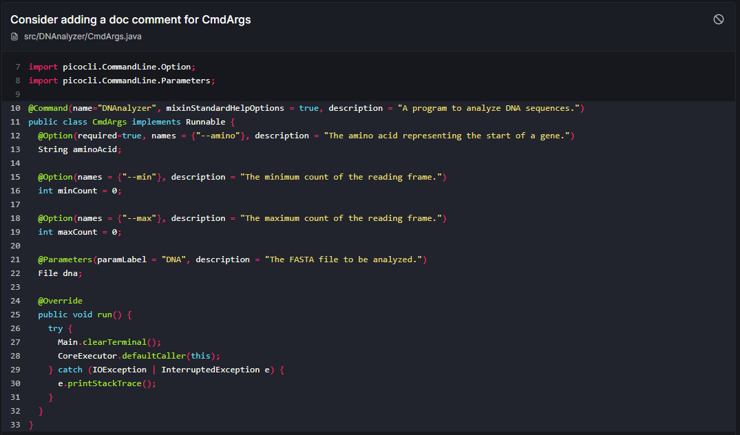 (JAVA-D1000) Undocumented class found · Issue #153 · VerisimilitudeX/DNAnalyzer · GitHub
