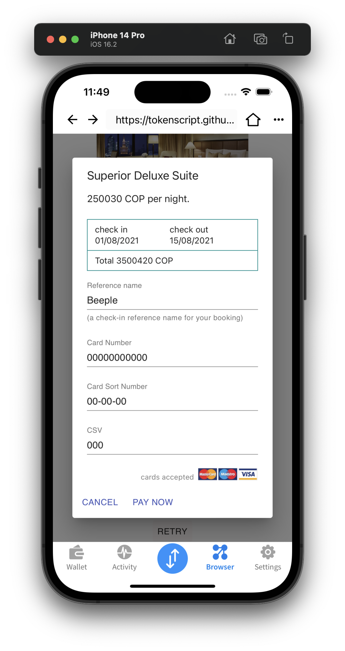 iOS - Error showed on Alpha Wallet after connecting to Bogota Passive using WC v2 · Issue #6341 ...