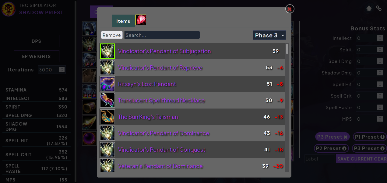 Items incorrectly marked as P3 item · Issue #303 · wowsims/tbc · GitHub